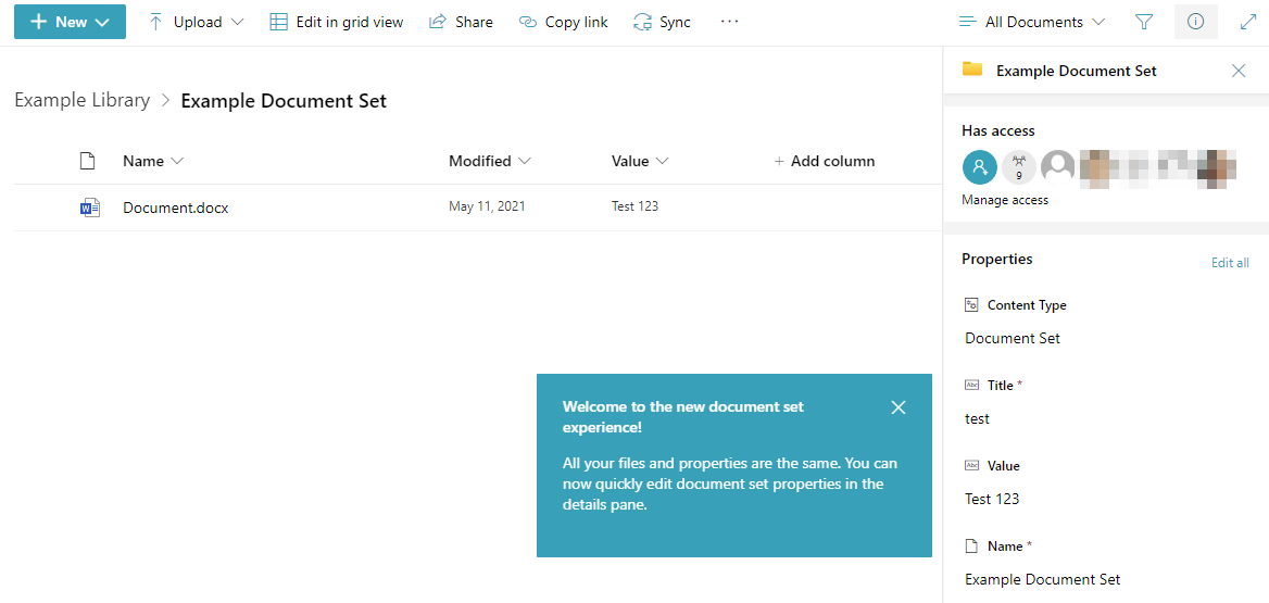 SharePoint: Modern Document Sets